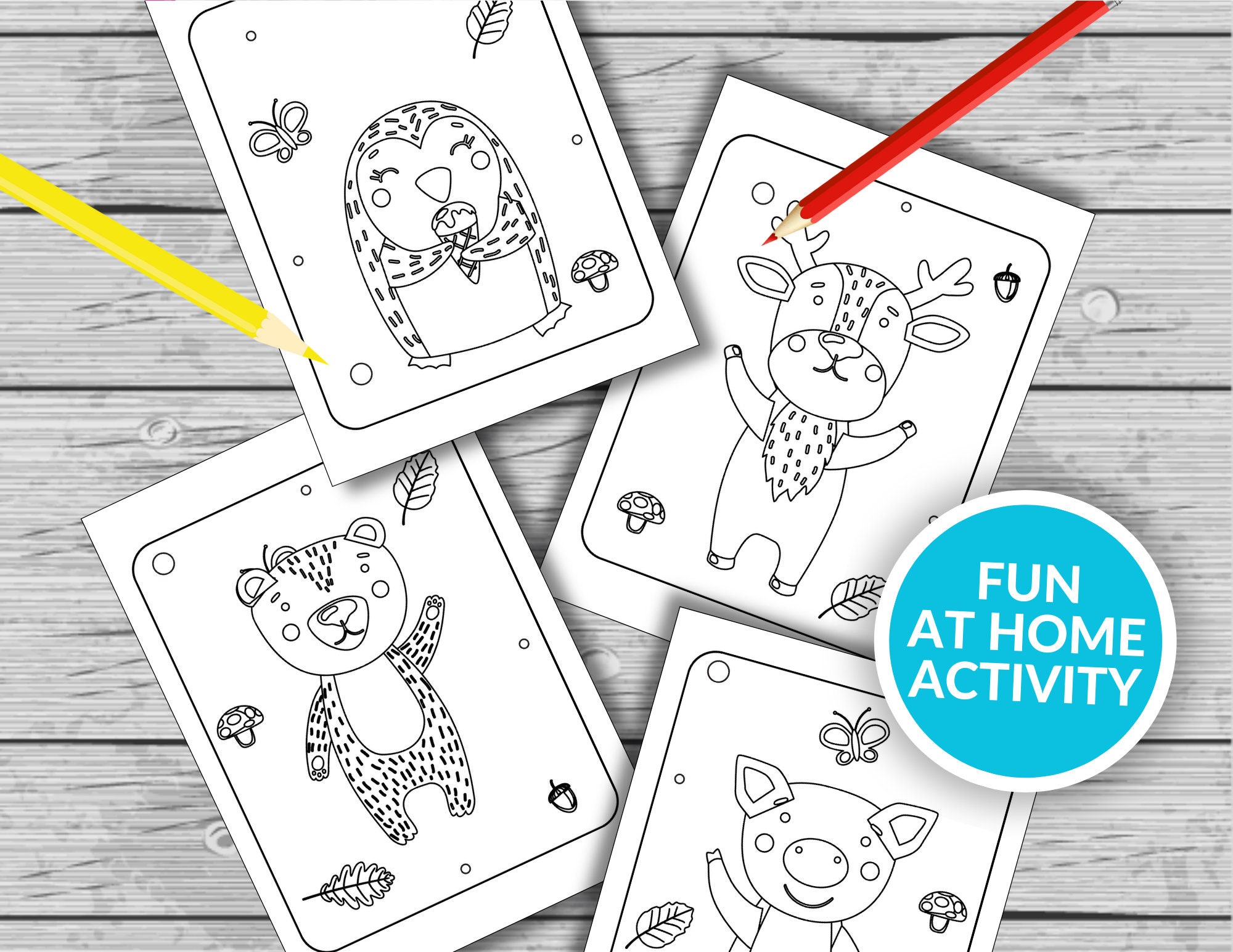 Funny Animals Coloring Pages: Kids Activity Book (PDF Download) - Etsy