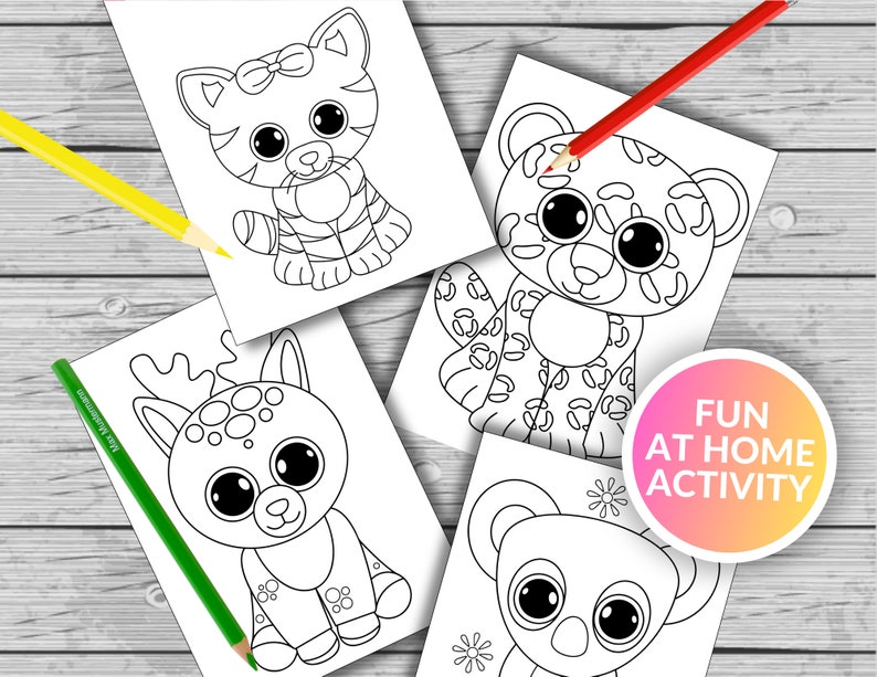10 Cute Animals Printable Coloring Pages, Animal Coloring Book, Fun at ...