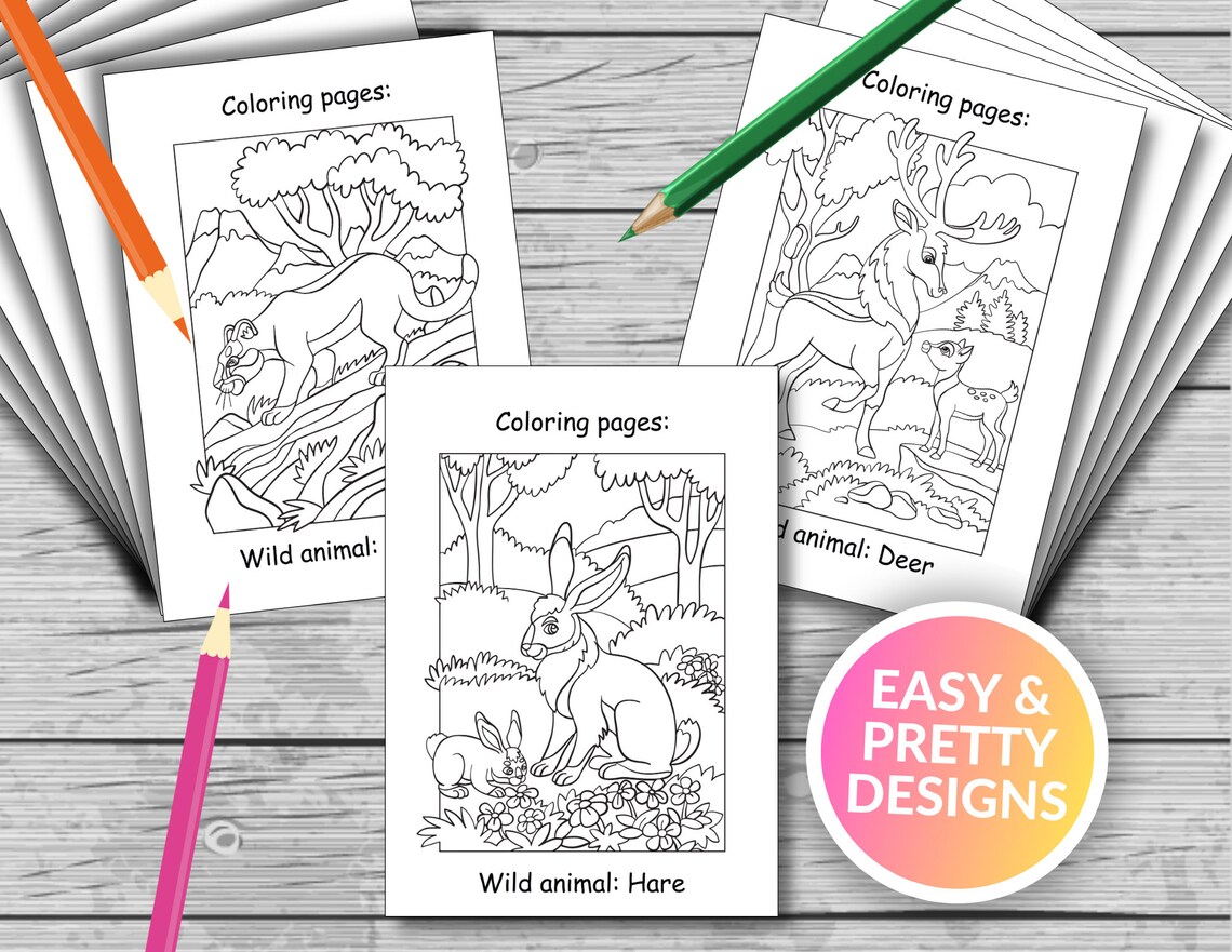 10 Wild Animals Printable Coloring Pages, Wild Animals Coloring Book ...