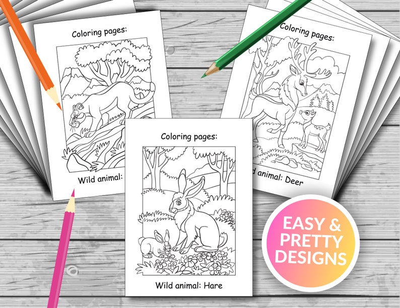 10 Wild Animals Printable Coloring Pages, Wild Animals Coloring Book ...