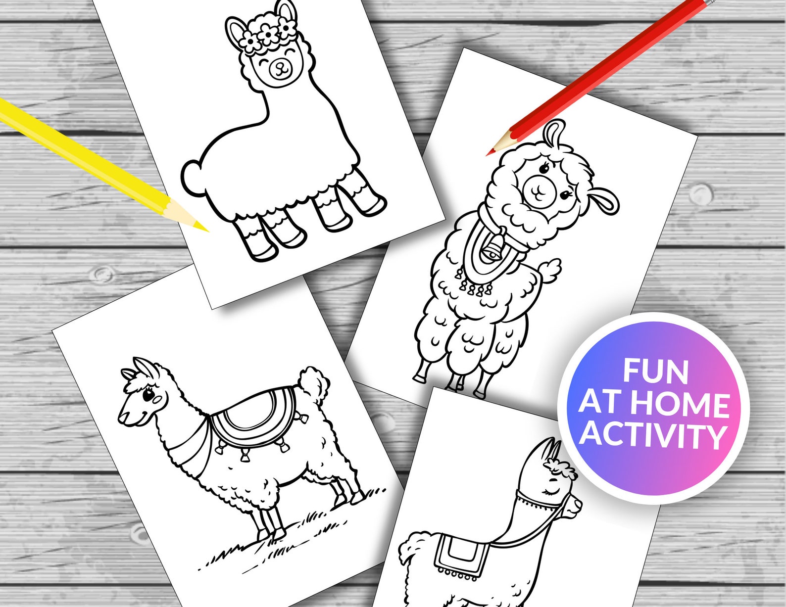 10 Cute Llama Printable Coloring Pages, Cute Llama Coloring Book, Fun ...