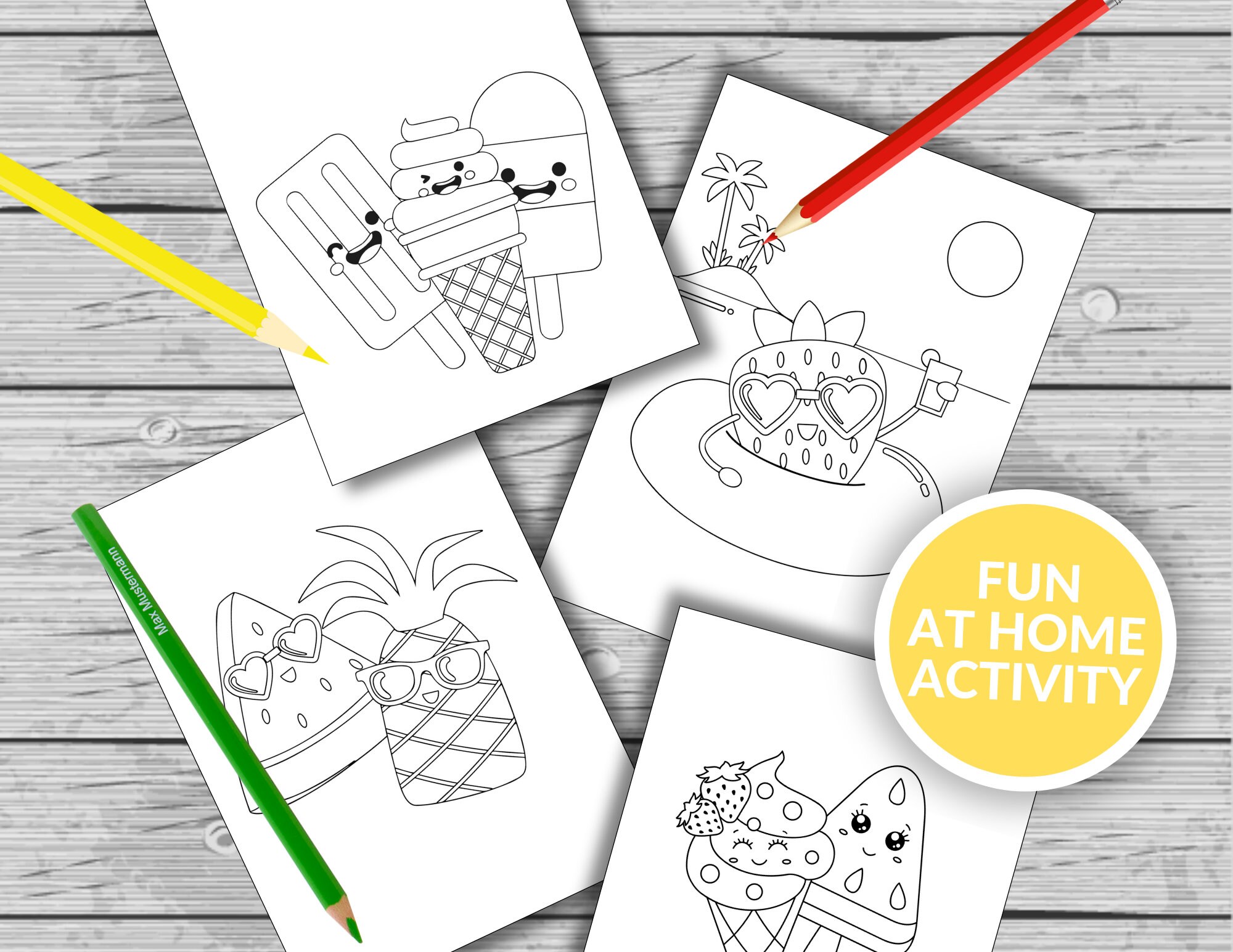 Summer Coloring Pages: 15 Fun Printable Designs (PDF) - Etsy