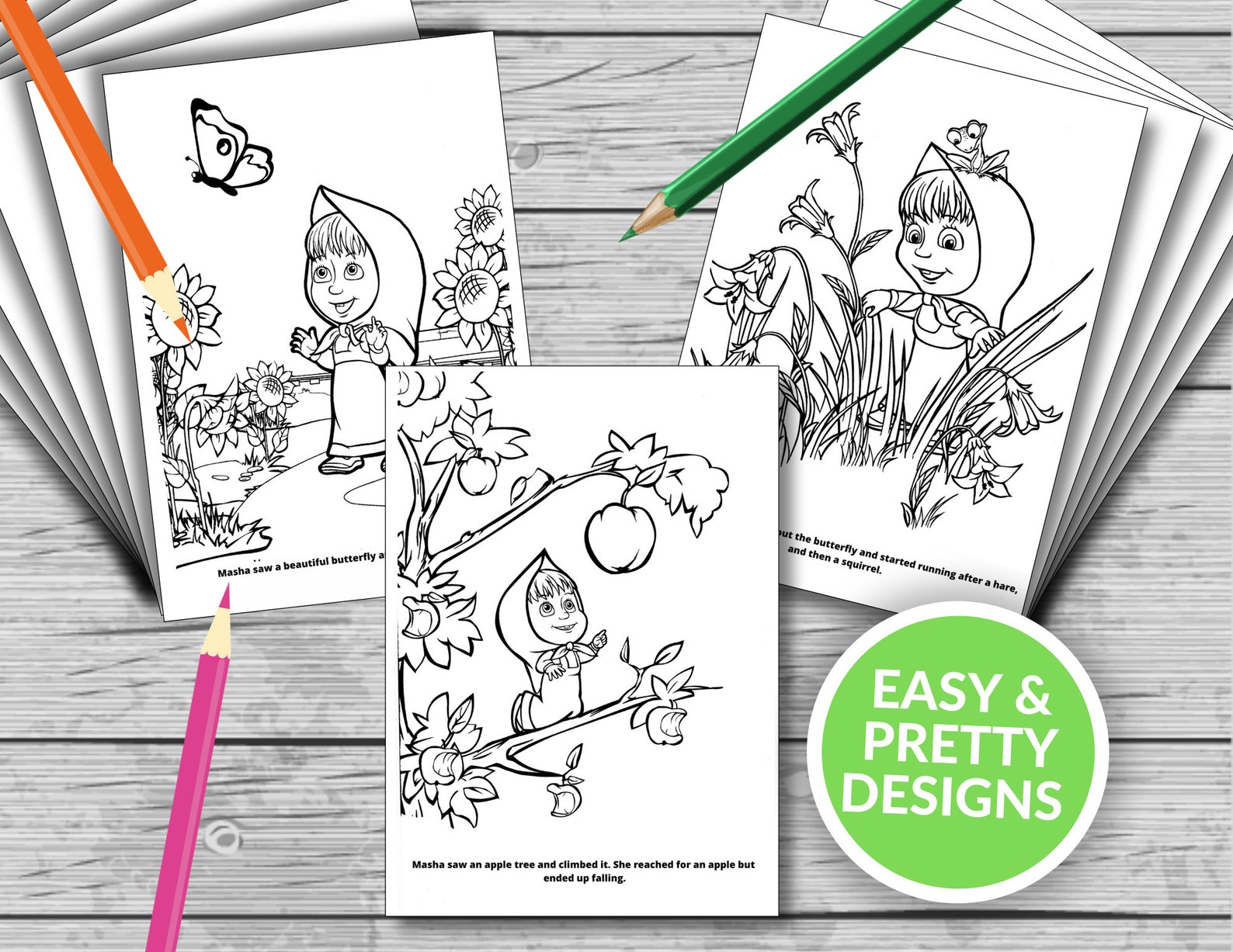 Masha and the Bear Coloring Book: 32 Printable Pages (digital Download ...