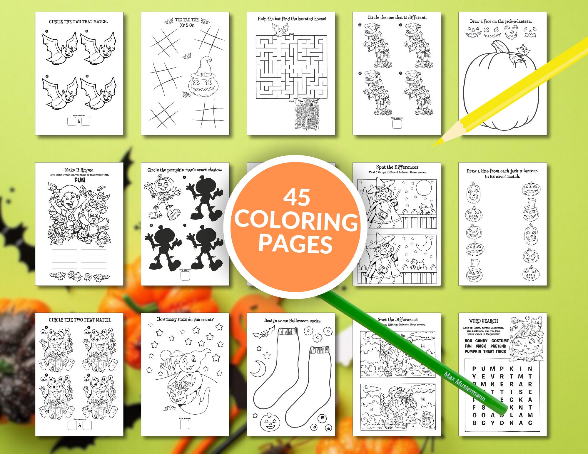 Pumpkin Pals Printable Coloring Pages, Halloween Coloring Book, Pumpkin ...