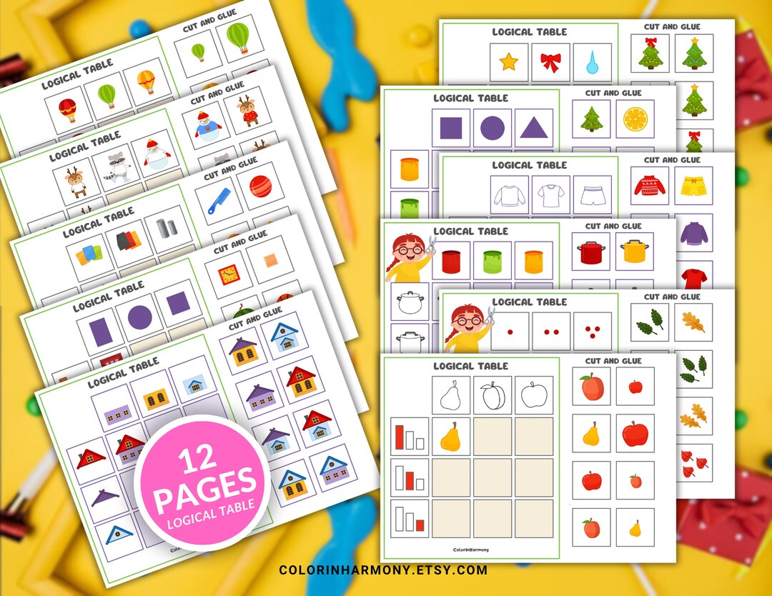 Logical Table, Childrens Logic Game, Color Activity, Homeschool ...