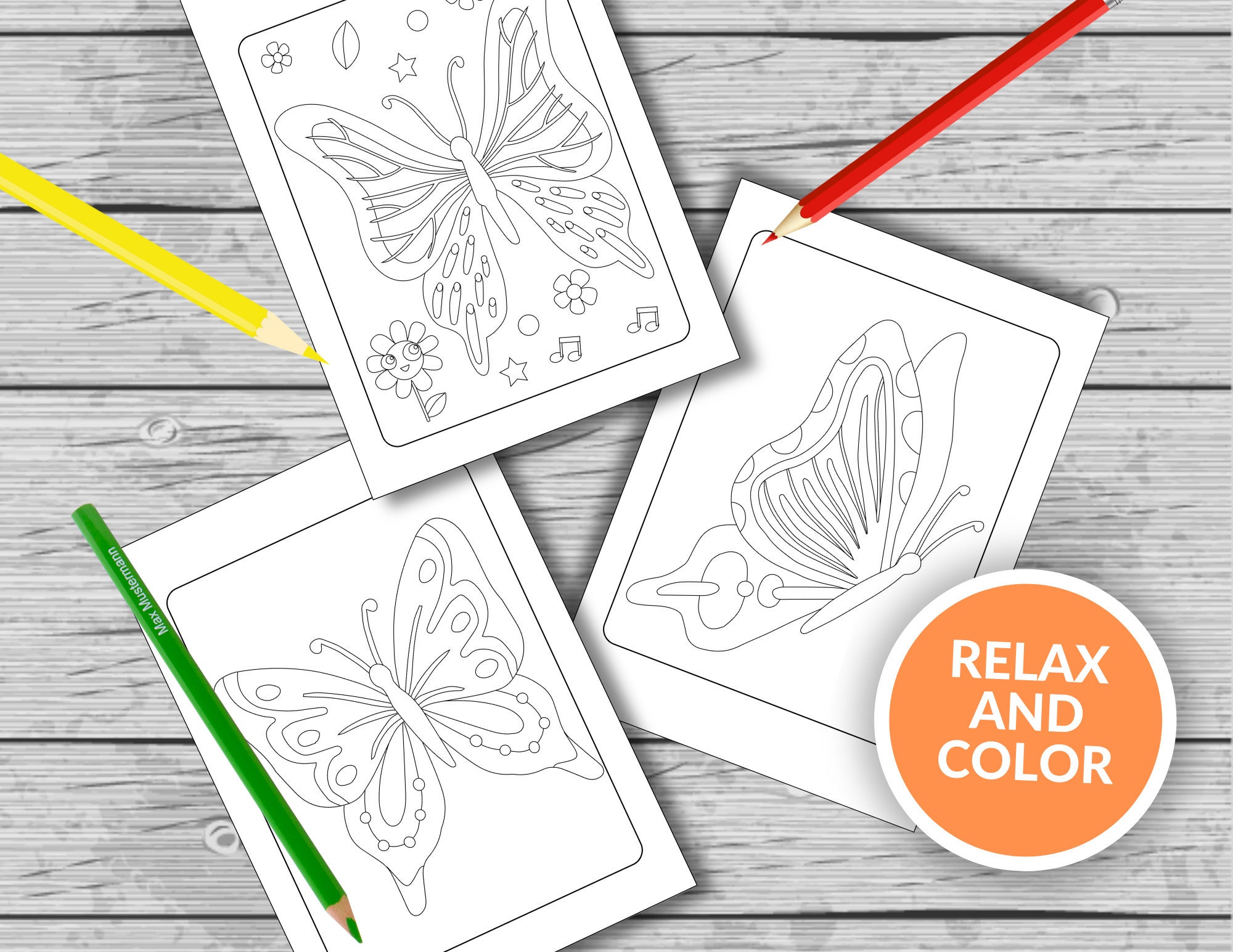Butterfly Coloring Pages: 20 Printable Designs (PDF Download) - Etsy