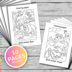 10 Wild Animals Printable Coloring Pages, Wild Animals Coloring Book ...