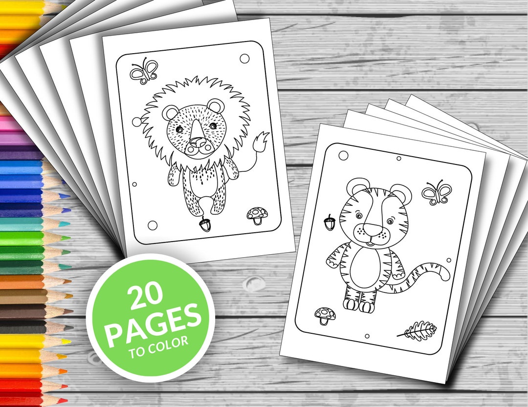 20 Funny Animals Printable Coloring Pages, Baby Animals Coloring Book ...