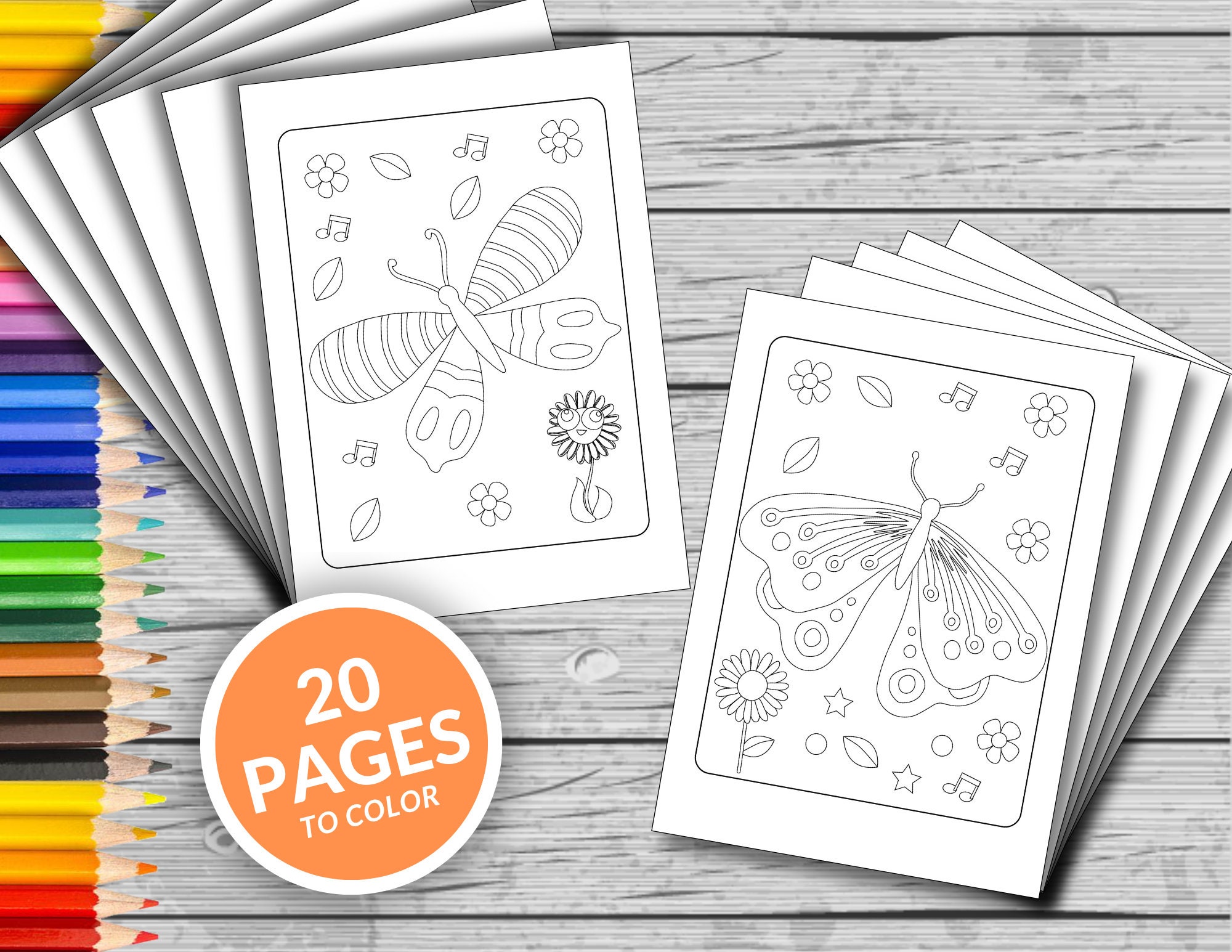 Butterfly Coloring Pages: 20 Printable Designs (PDF Download) - Etsy