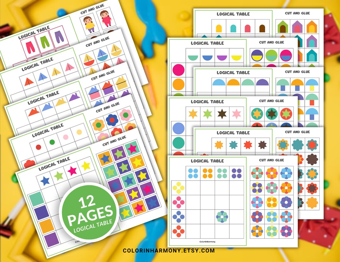 Logical Table, Childrens Logic Game, Color Activity, Homeschool ...
