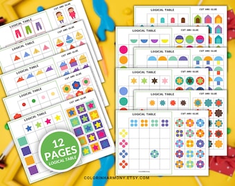Logical Table, Childrens Logic Game, Color Activity, Homeschool ...