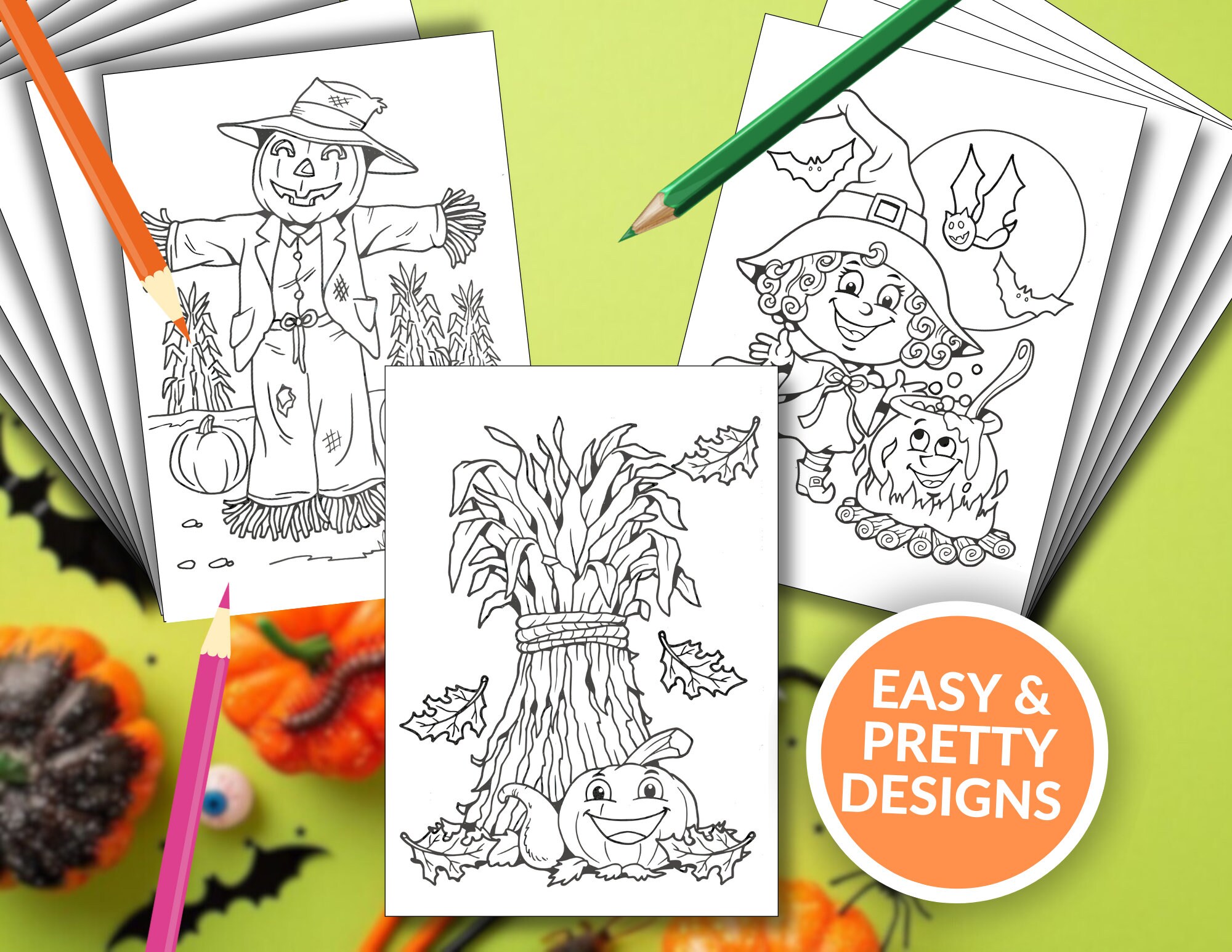 Pumpkin Pals Printable Coloring Pages, Halloween Coloring Book, Pumpkin ...