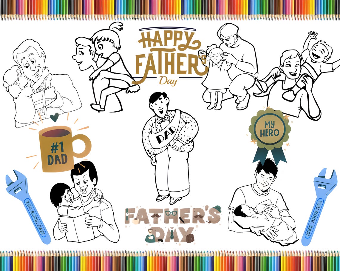 65 Fathers Day Coloring Pages With Fun Pictures for Kids - Etsy