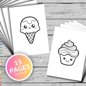 15 Cute Food Printable Coloring Pages, Cute Food Coloring Book, Fun at ...