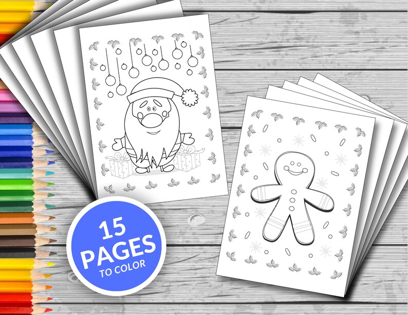 15 Сhristmas Printable Coloring Pages New Year Coloring Book - Etsy