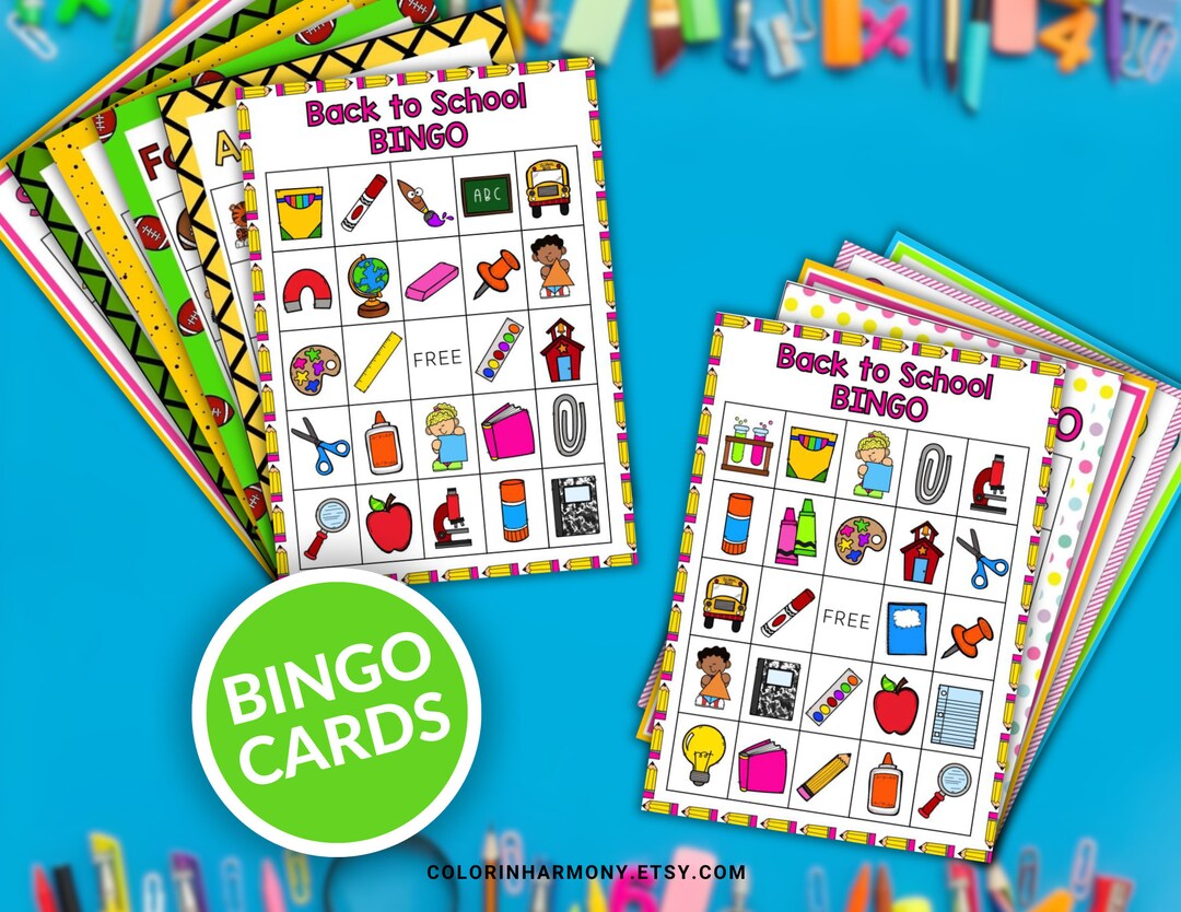 School Bingo, Printable School Bingo Cards, School Party Game, Kids ...