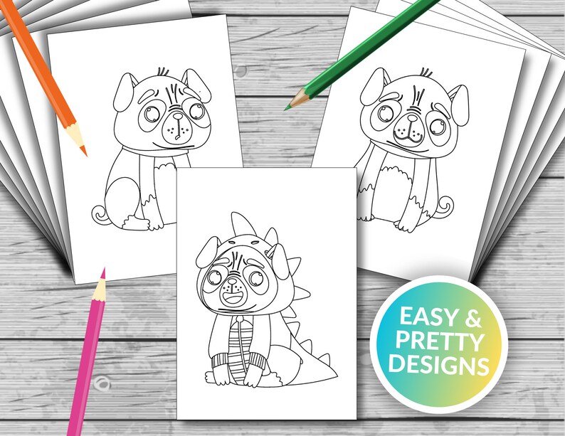 18 Cute Pug Printable Coloring Pages, Cute Dogs Coloring Book, Fun at ...
