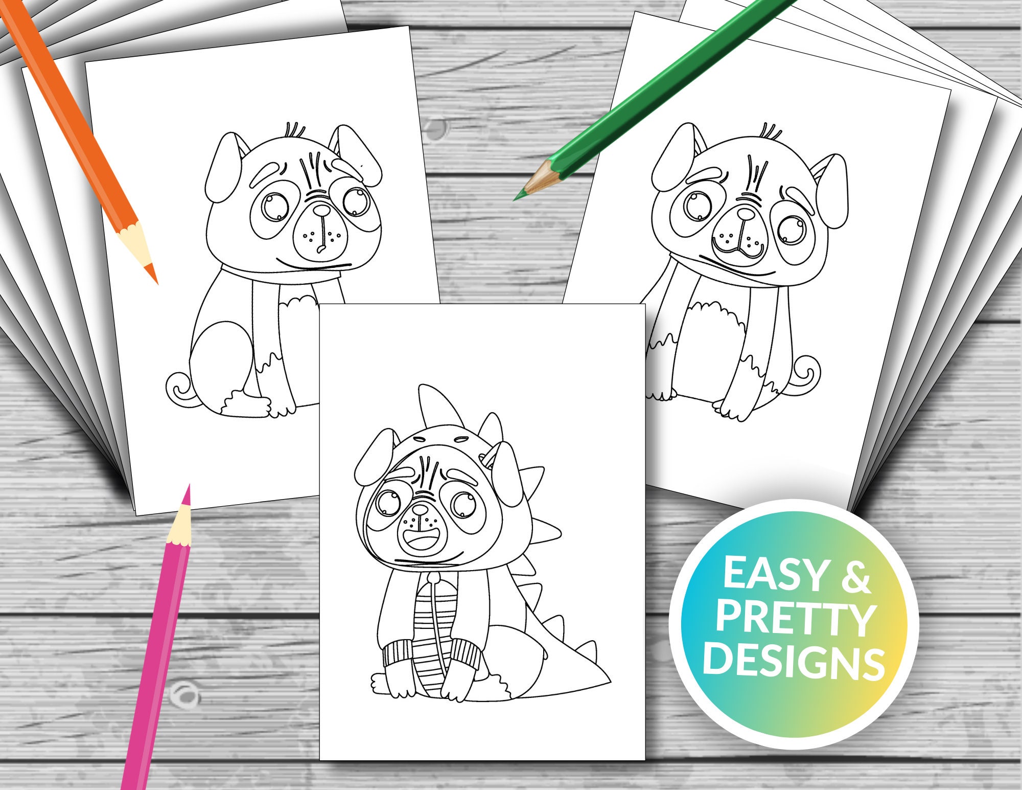 18 Cute Pug Printable Coloring Pages, Cute Dogs Coloring Book, Fun at ...