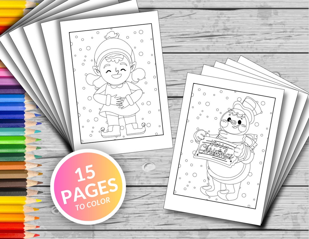 15 Сhristmas Printable Coloring Pages, New Year Coloring Book, Fun at ...