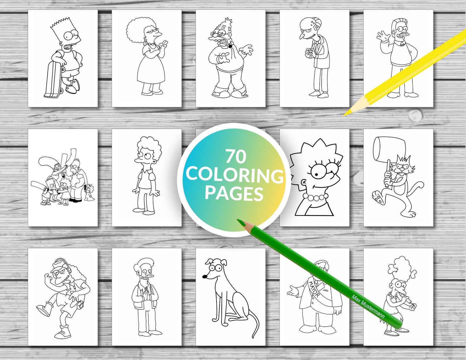 The Simpsons Coloring Book: 70 Fun Printable Pages (digital Download ...