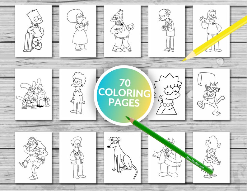 The Simpsons Coloring Book: 70 Fun Printable Pages (digital Download ...