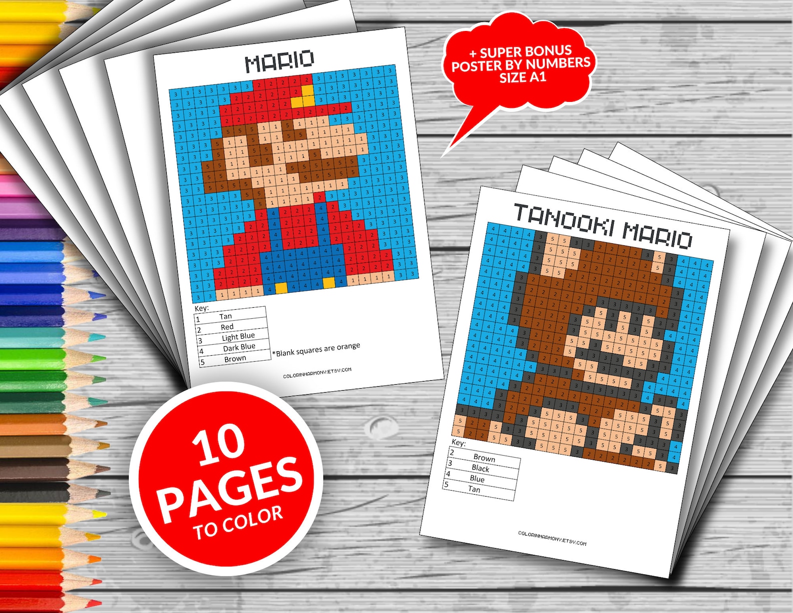 Super Mario Printable Coloring Pages, Coloring by Number, Super Mario ...
