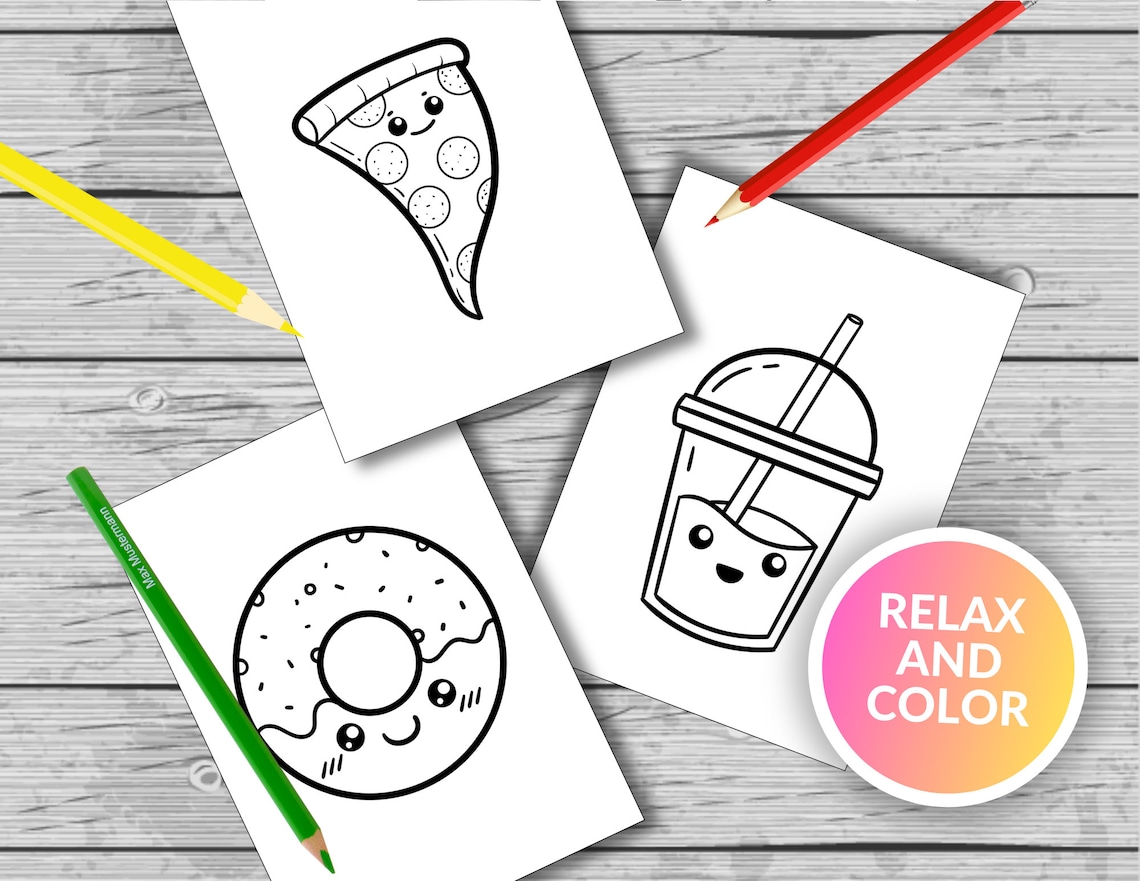 15 Cute Food Printable Coloring Pages, Cute Food Coloring Book, Fun at ...