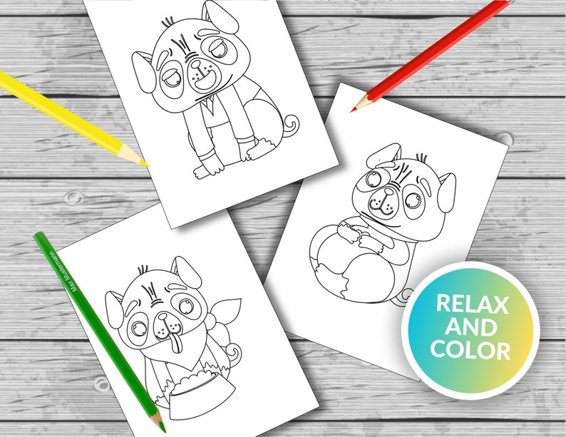 18 Cute Pug Printable Coloring Pages, Cute Dogs Coloring Book, Fun at ...