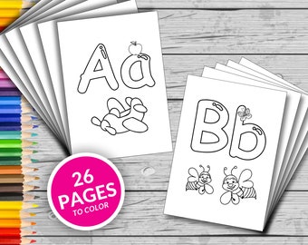 English Alphabet Coloring Book - Etsy