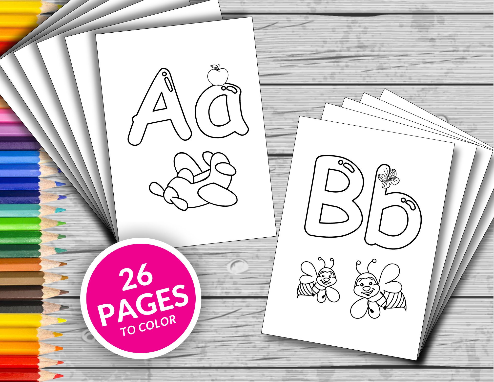 26 English Alphabet Printable Coloring Pages, ABC Coloring Book, Fun at ...
