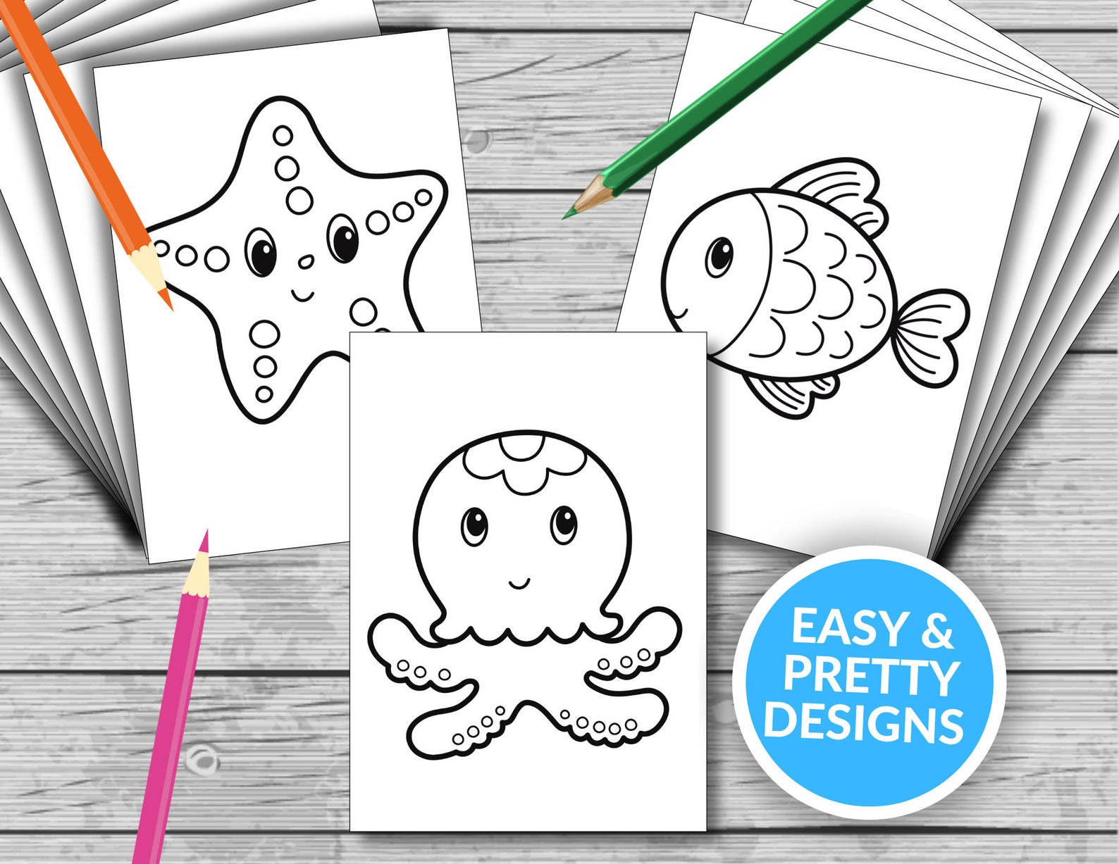 10 Cute Sea Animals Printable Coloring Pages, Baby Sea Animals Coloring ...