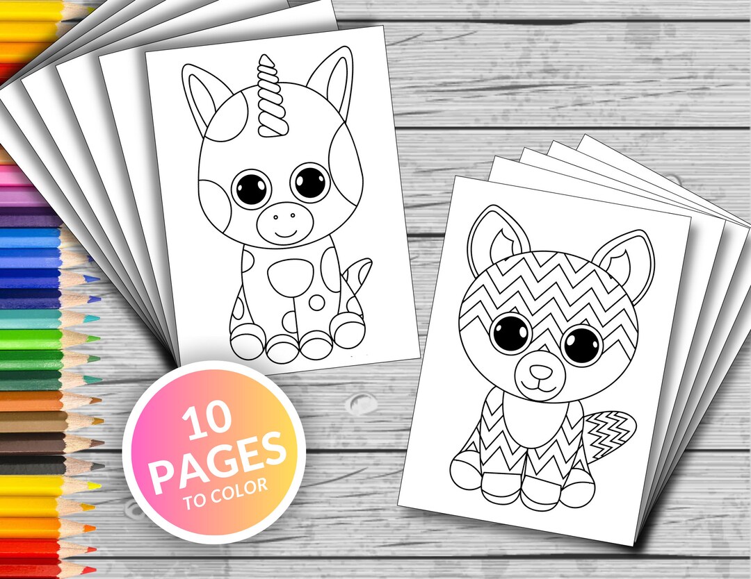 10 Cute Animals Printable Coloring Pages, Animal Coloring Book, Fun at ...