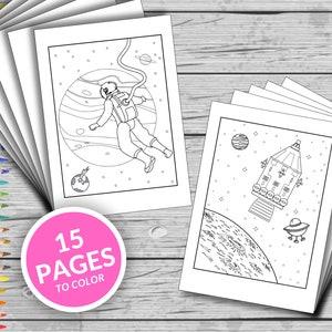 Space Coloring Book: 15 Fun Printable Pages (PDF Download) - Etsy