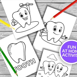 10 Cute Teeth Printable Coloring Pages, Cute Tooth Coloring Book, Fun ...