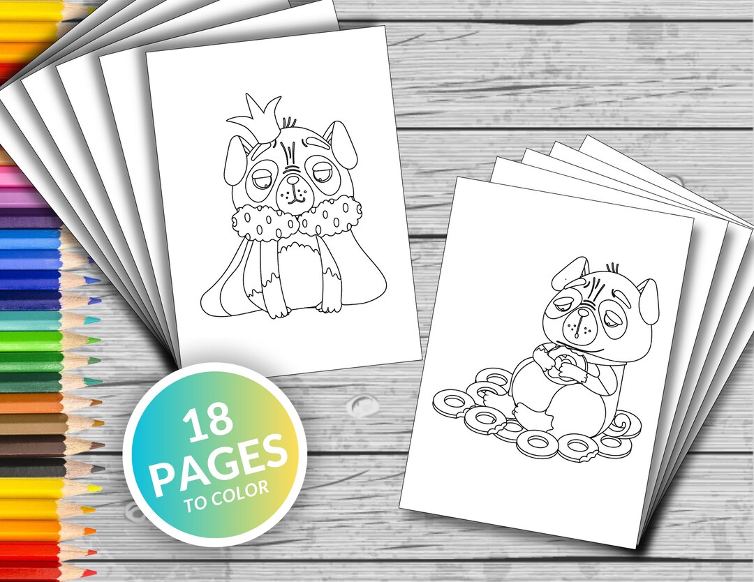 18 Cute Pug Printable Coloring Pages, Cute Dogs Coloring Book, Fun at ...