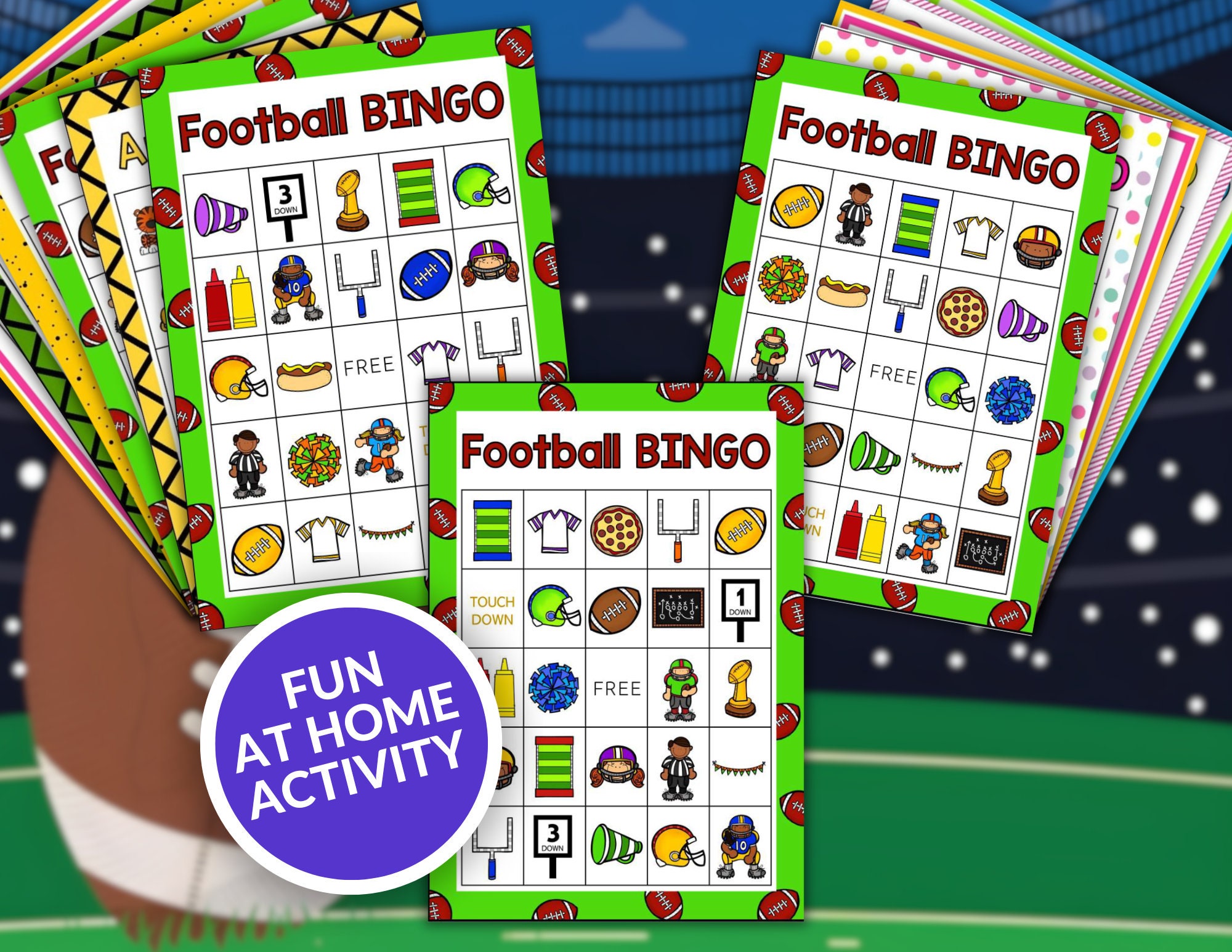 Football Bingo, Printable Football Bingo Cards, Football Party Game ...
