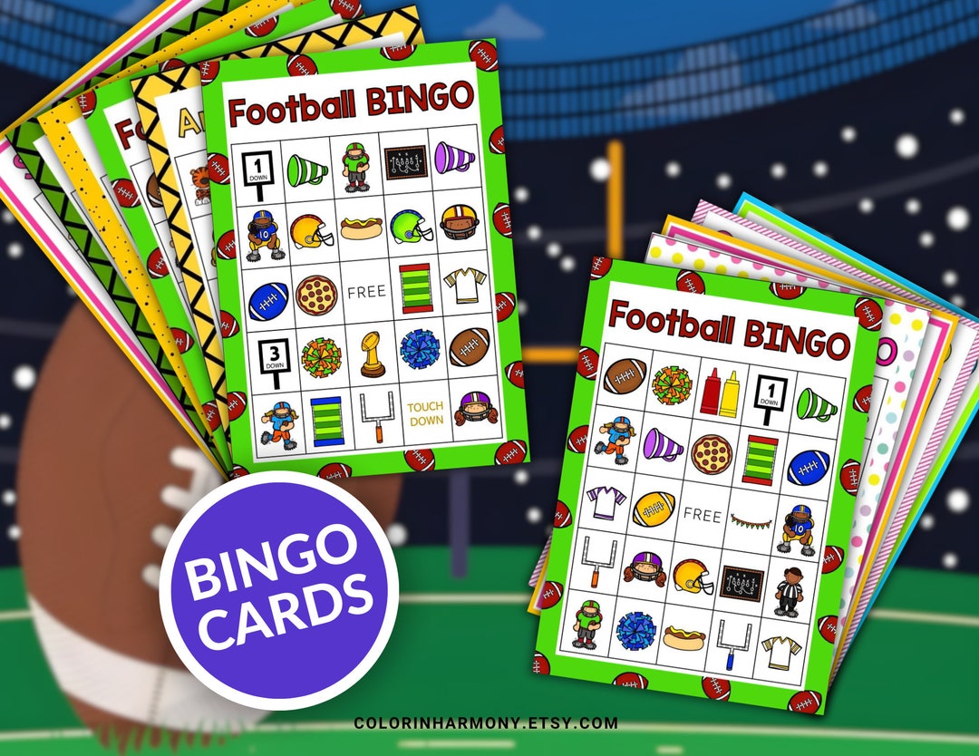 Football Bingo, Printable Football Bingo Cards, Football Party Game ...