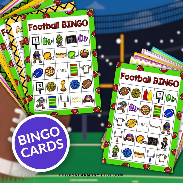 Football Bingo Cards - Etsy