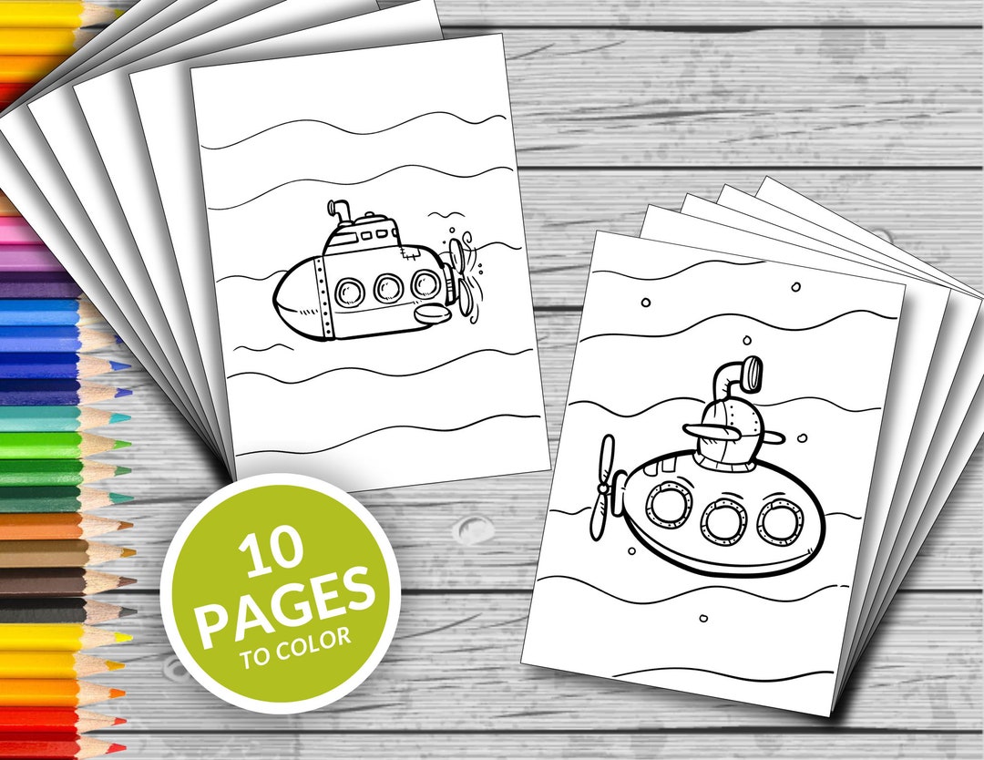 10 Submarine Printable Coloring Pages, Submarine Coloring Book, Fun at ...