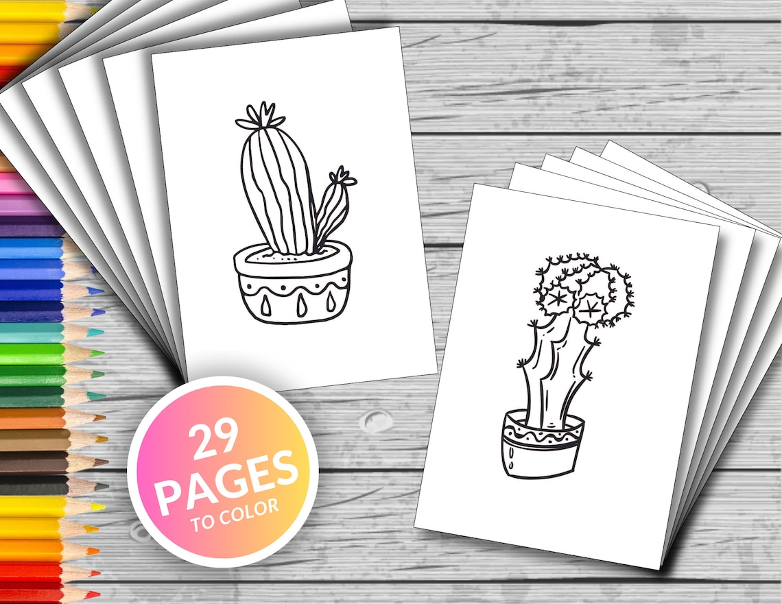29 Cute Cacti Printable Coloring Pages, Cute Cacti Coloring Book, Fun ...