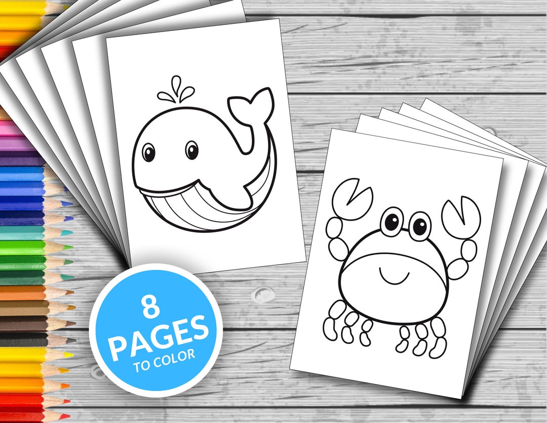 10 Cute Sea Animals Printable Coloring Pages, Baby Sea Animals Coloring ...