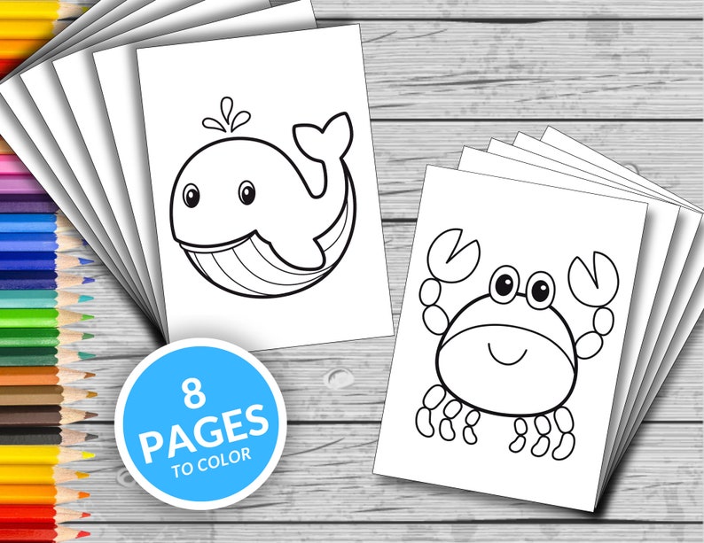 10 Cute Sea Animals Printable Coloring Pages, Baby Sea Animals Coloring ...