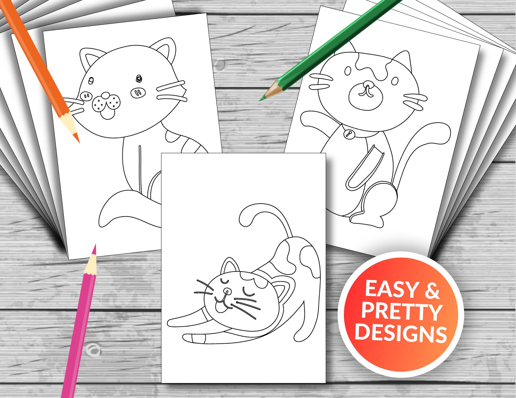 10 Funny Cats Printable Coloring Pages, Cute Cats Coloring Book, Fun at ...