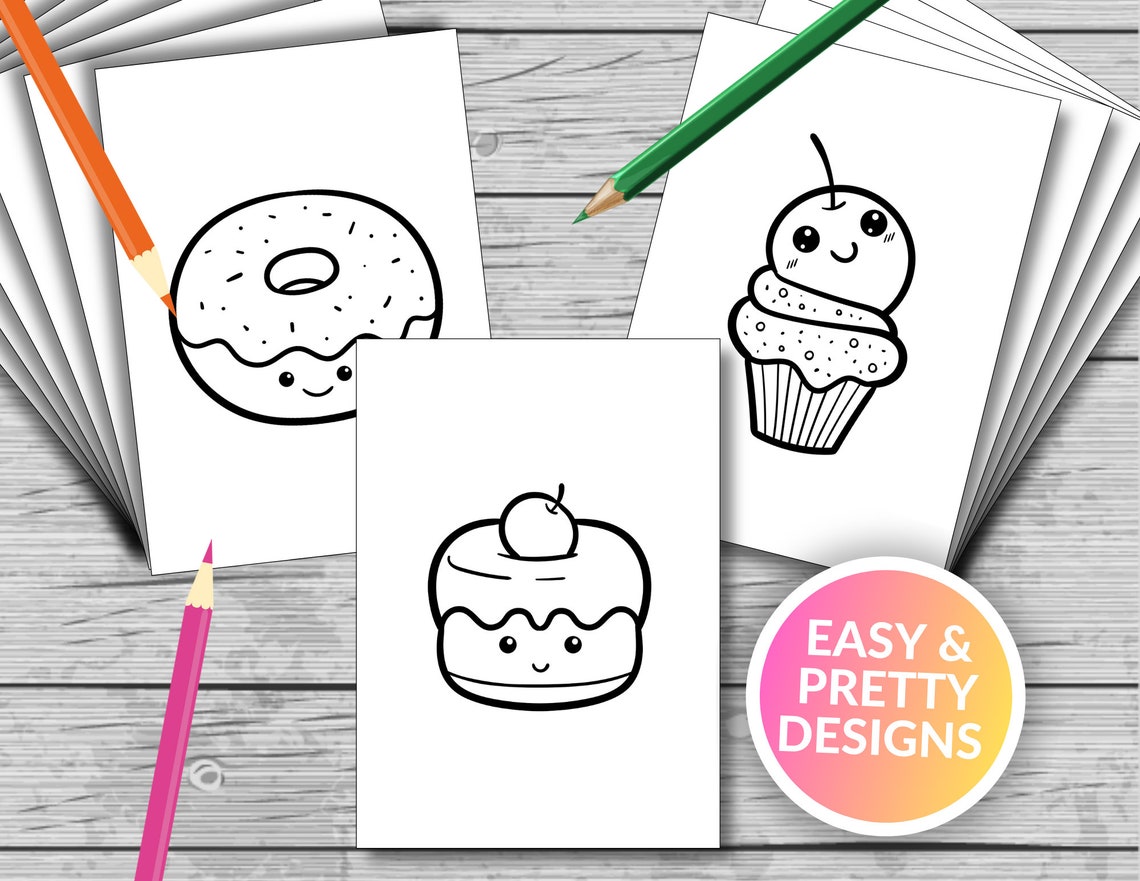 15 Cute Food Printable Coloring Pages, Cute Food Coloring Book, Fun at ...