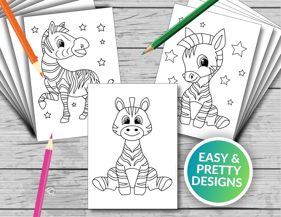 10 Cute Zebra Printable Coloring Pages, Cute Zebra Coloring Book, Fun ...