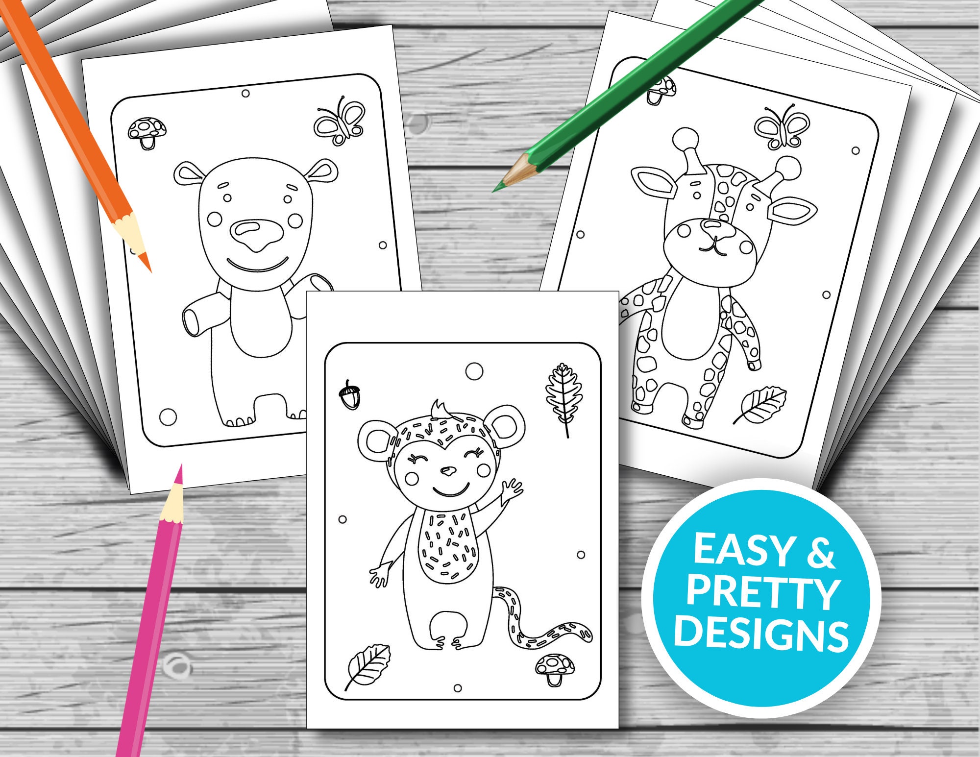 Funny Animals Coloring Pages: Kids Activity Book (PDF Download) - Etsy