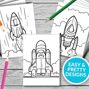 Rocket Coloring Pages: Space Adventure, Fun Activity (PDF) - Etsy