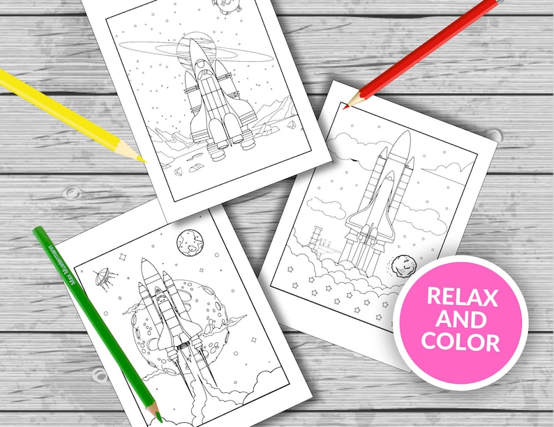 15 Space Printable Coloring Pages, Space Coloring Book, Fun at Home ...