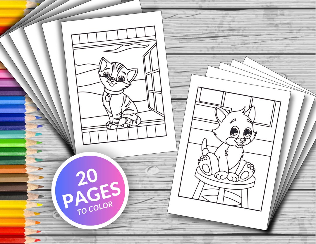 20 Cute Kitten Printable Coloring Pages, Cute Kats Coloring Book, Fun ...
