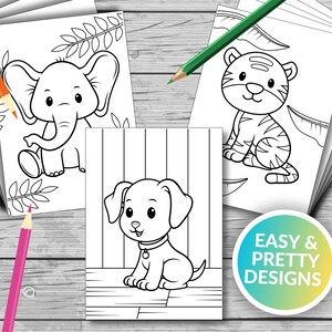 10 Cute Animals Printable Coloring Pages, Baby Animals Coloring Book ...